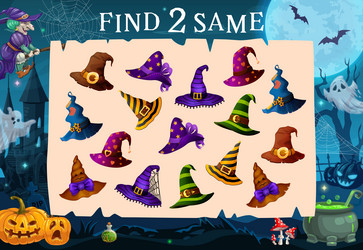 Halloween two little witches flying on a broom Vector Image