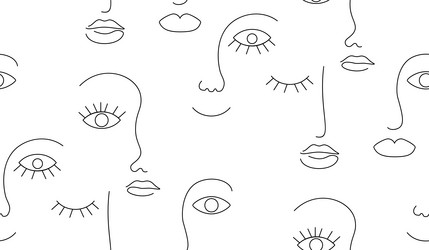 Modern line art face Royalty Free Vector Image