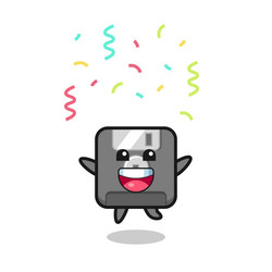 Floppy disk mascot cartoon giving gift Royalty Free Vector