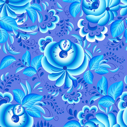 Blue floral seamless pattern in russian gzhel Vector Image