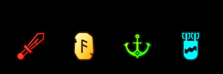 Set quiver with arrows magic rune medieval Vector Image