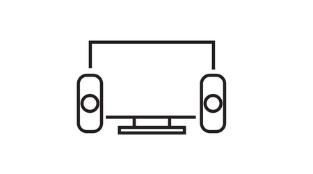 Screen with sound device icon Royalty Free Vector Image