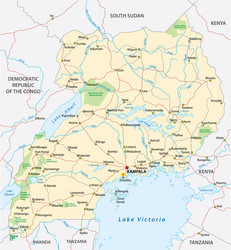 Administrative and political map of the uganda Vector Image