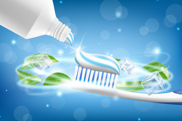 Toothpaste ads refreshing mint Royalty Free Vector Image