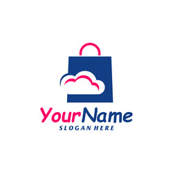 Cloud shop logo design template concept Royalty Free Vector