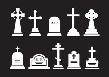 Tombstone silhouette set for halloween gravestone Vector Image