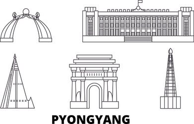 North korea pyongyang tourism landmarks Royalty Free Vector