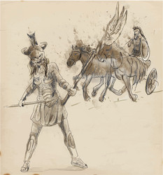 Viking design valkyrie on a warhorse Royalty Free Vector