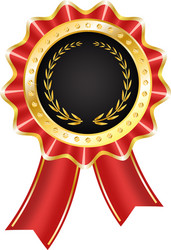 Red white blue ribbon award silver medal center Vector Image