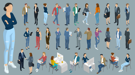Isometric people working in office Royalty Free Vector Image