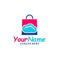 Cloud shop logo design template concept Royalty Free Vector