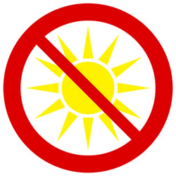 No sun icon not to allow sunlight prohibited sun Vector Image