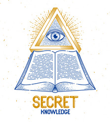 Secret knowledge vintage open book with all Vector Image
