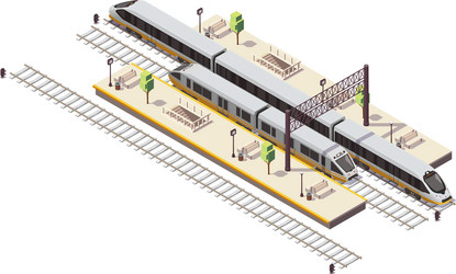 Isometric train station Royalty Free Vector Image