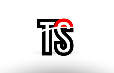 Red white alphabet letter ts t s combination Vector Image
