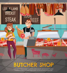 Butcher shop poster Royalty Free Vector Image - VectorStock