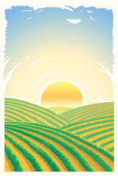 Sun over hills Royalty Free Vector Image - VectorStock