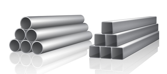 Set of realistic pipe stack steel metal isolated Vector Image