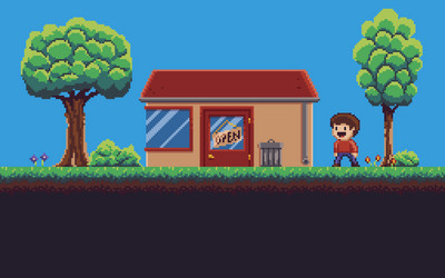 Pixel game background Royalty Free Vector Image