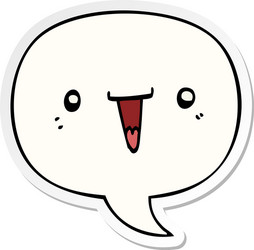 Happy cartoon expression and speech bubble sticker