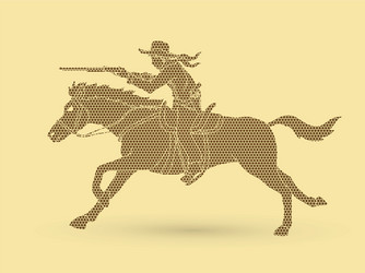 Cowboy riding horseaiming rifle gun Royalty Free Vector