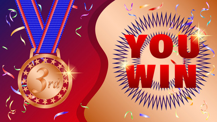 3 place winner bronze medal award ribbon Vector Image