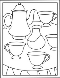 Tea colouring page Royalty Free Vector Image - VectorStock