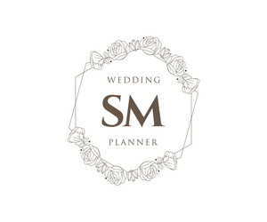 Sm initials letter wedding monogram logos Vector Image