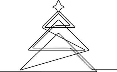 Continuous one line drawing of christmas tree Vector Image