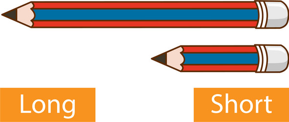 Opposite adjectives words with long and short Vector Image