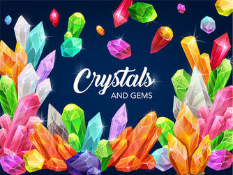 Shiny jewel gemstomes and crystals poster Vector Image