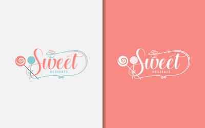 Delicious dessert logo design with sweet cupcake Vector Image