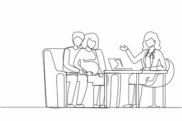 Continuous one line drawing pregnant woman visits Vector Image