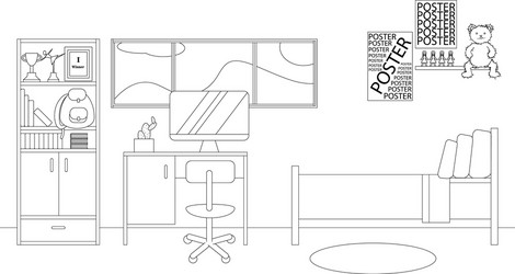 Bedroom concept background outline style Vector Image