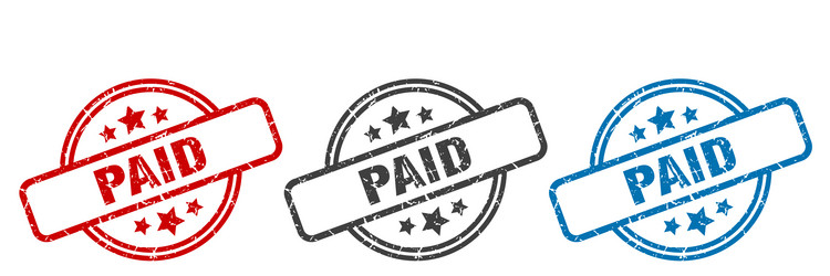 Paid stamp paid label round grunge sign Royalty Free Vector