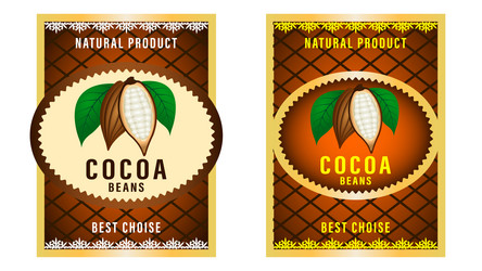 Cocoa beans pattern with cacao symbols Royalty Free Vector