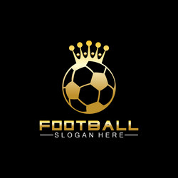 Luxury golden football king logo design Royalty Free Vector
