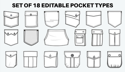 Patch pocket flat sketch set different types Vector Image