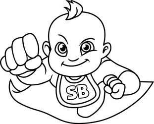 Cute newborn baby coloring page for kids Vector Image