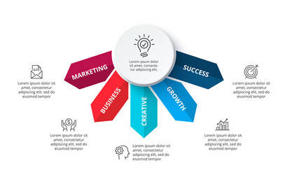 Five parts presentation and chart infographic Vector Image