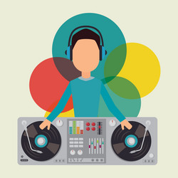 Dj party vinyl panel view from behind Royalty Free Vector