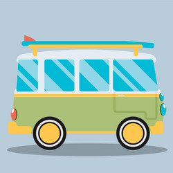 Hand drawn retro van with luggage Royalty Free Vector Image