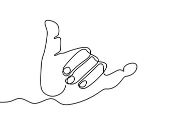 Shaka gesture one line art continuous line Vector Image