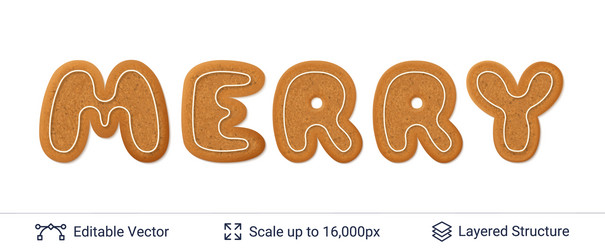 Gingerbread letters isolated on white Royalty Free Vector