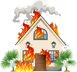 Modern house on fire Royalty Free Vector Image