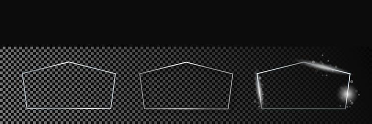 Silver glowing tetragon shape frame with shadow Vector Image