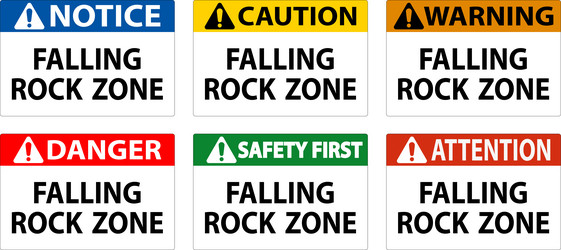 Caution sign falling rock zone Royalty Free Vector Image