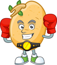 Boxing potato chips character cartoon Royalty Free Vector