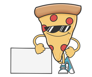 Cartoon slice of pizza waving Royalty Free Vector Image