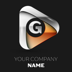 Letter g logo symbol in the golden-silver circle Vector Image